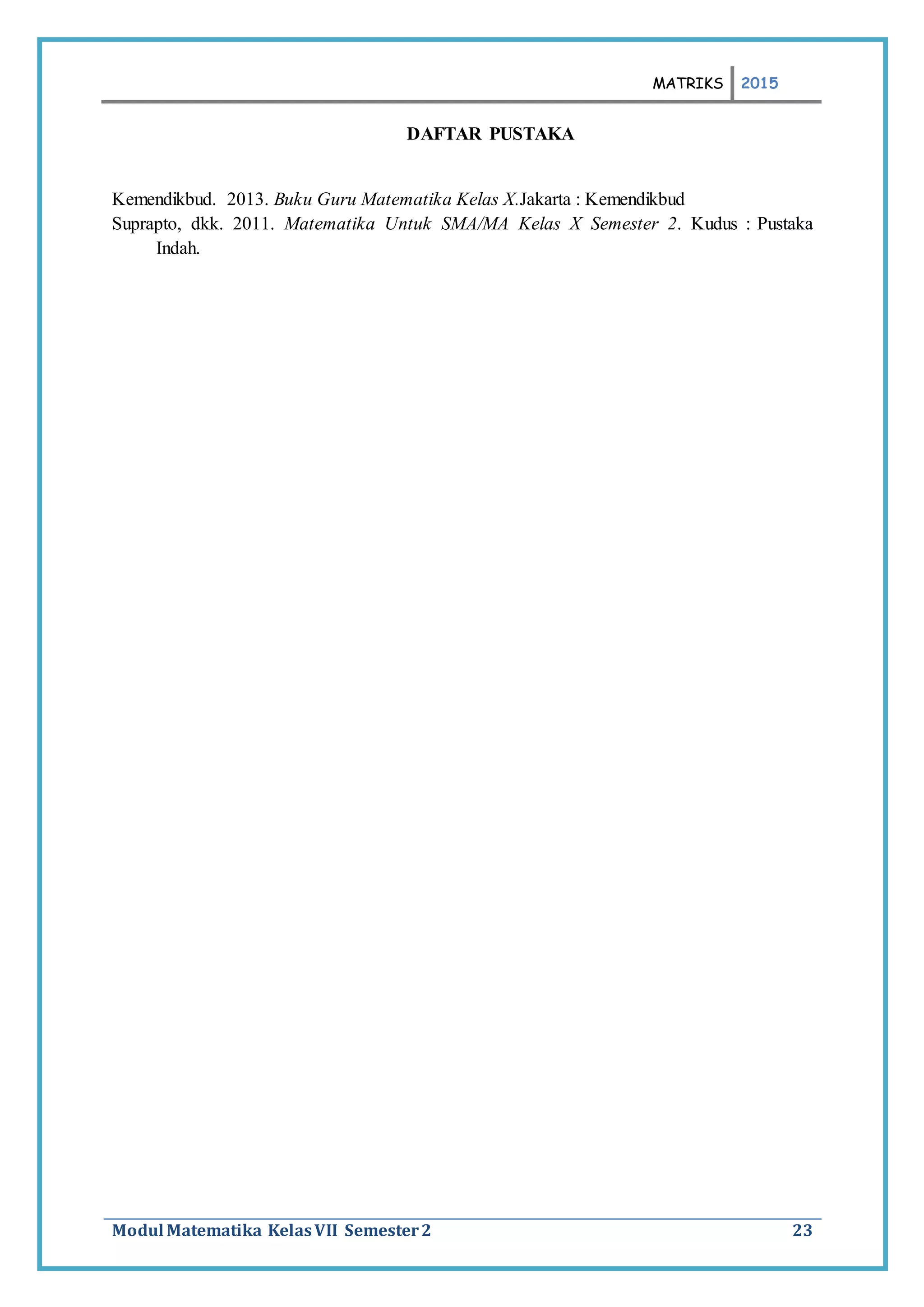 modul matematika berbasis problem based learning pada materi matriks kelas x MIA | DOCX