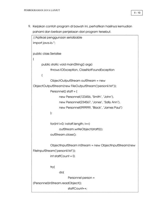 Modul belajar java I/O (Input/Ouptut) | PDF