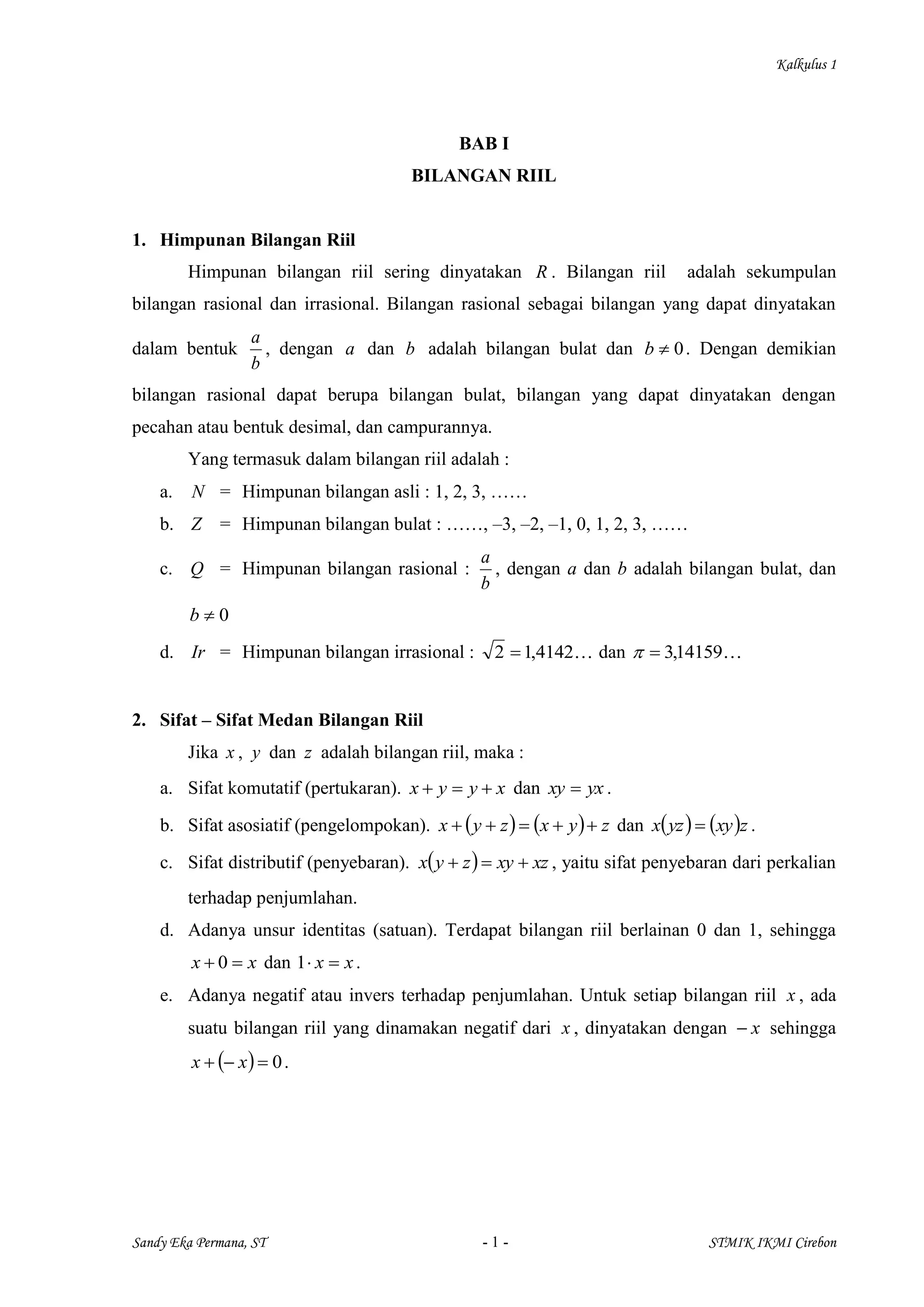 Modul kalkulus i_bab_i_(bil_riil)[1] | PDF
