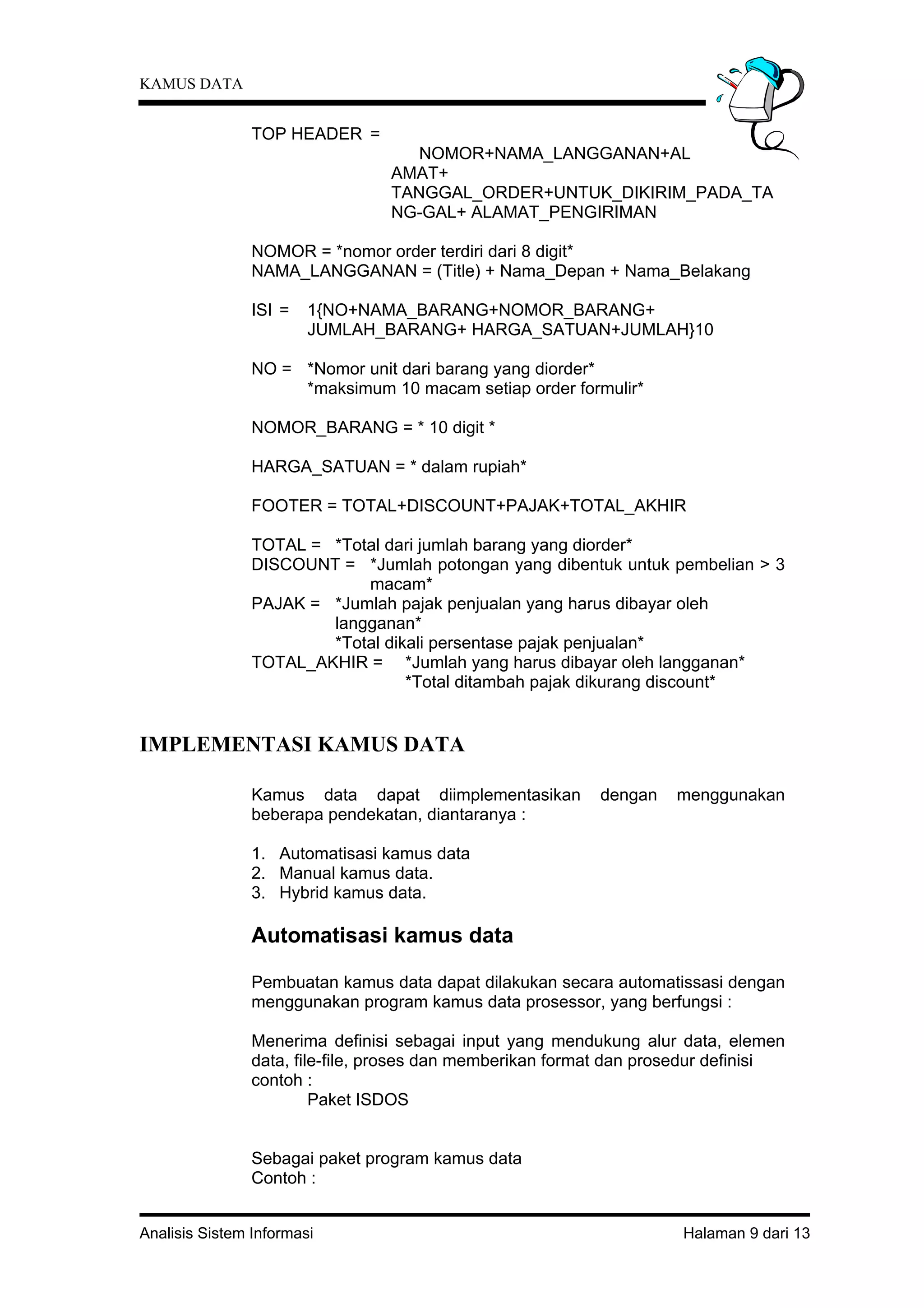 Modul kamus data | PDF