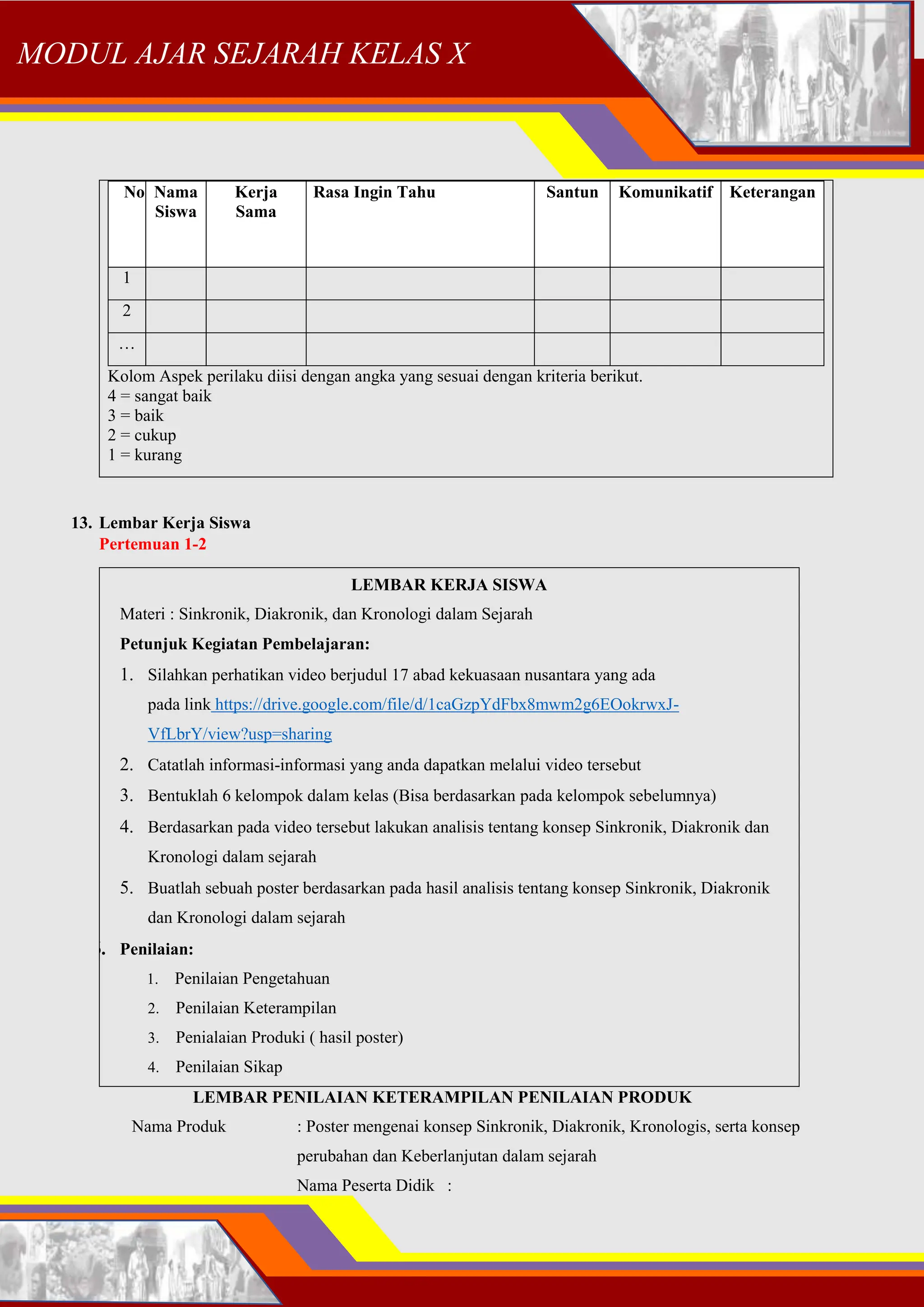 MODUL SEJARAH UMUM KELAS X SEMESTER GENAP .docx