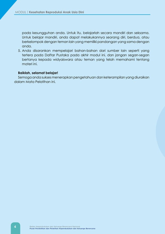 Modul kesehatan reproduksi anak usia dini bkkbn rev4 | PDF