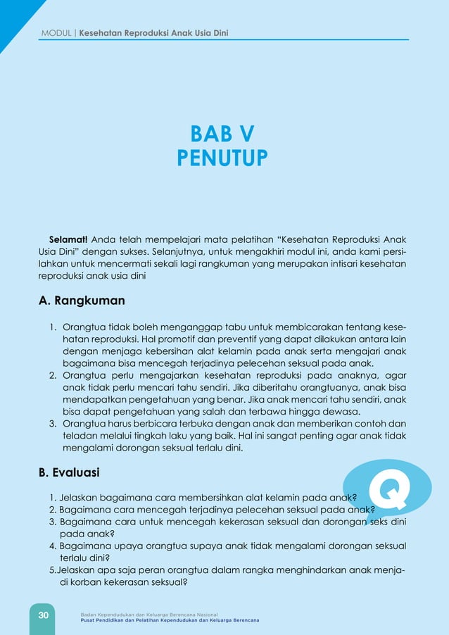 Modul kesehatan reproduksi anak usia dini bkkbn rev4 | PDF