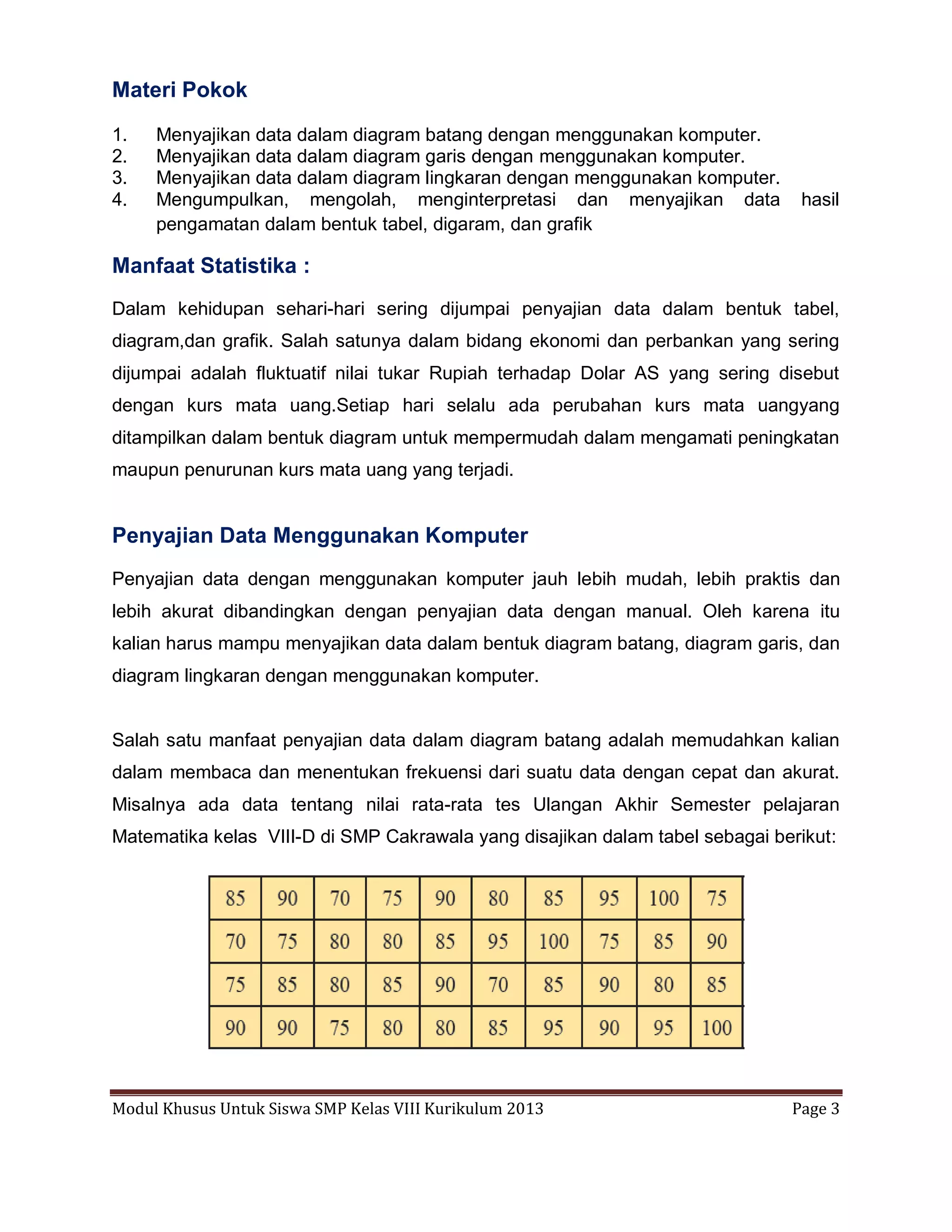 Modul Khusus Materi Statistika Kelas 8 SMP | PDF