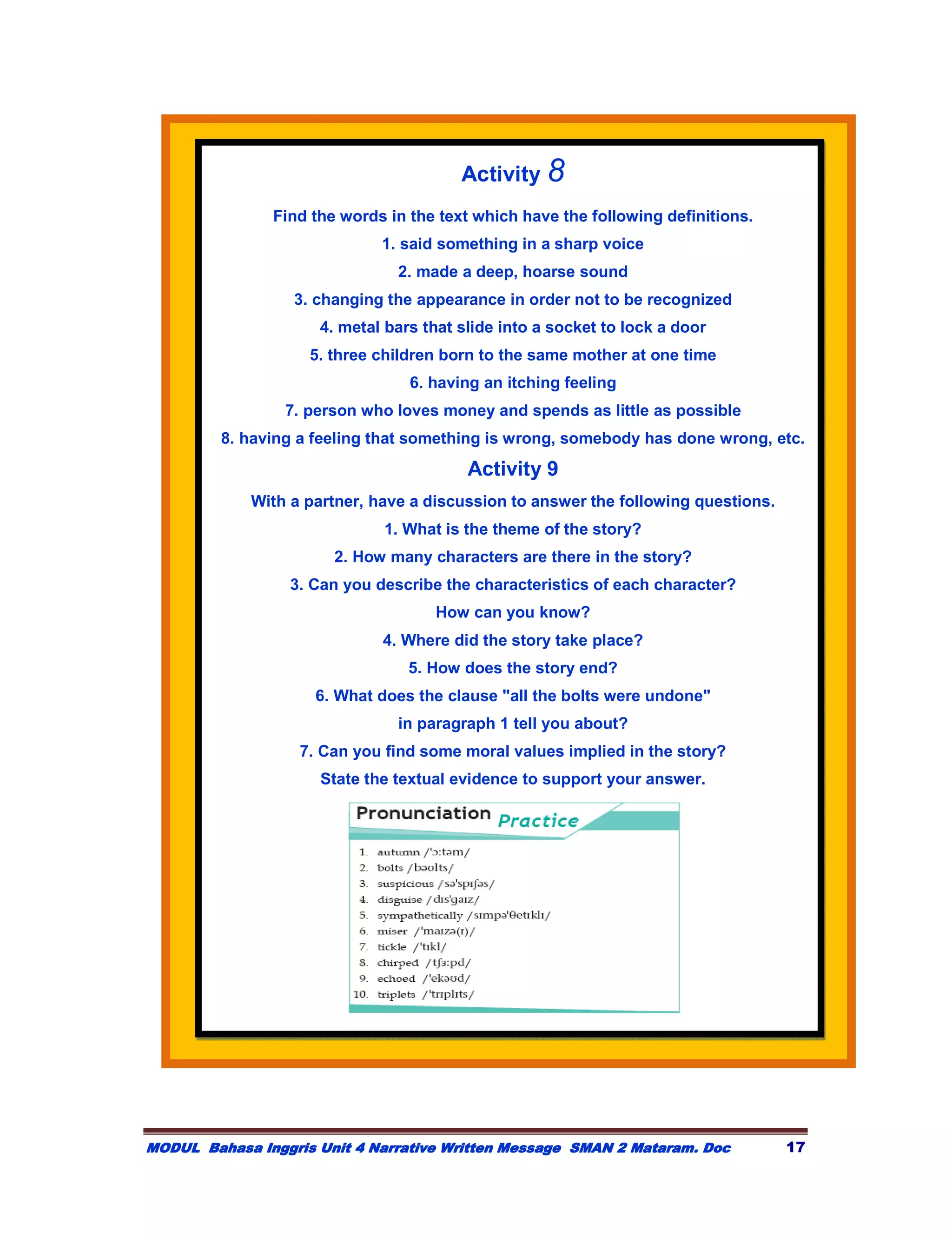 Modul kls xi unit 4 narrative | PDF