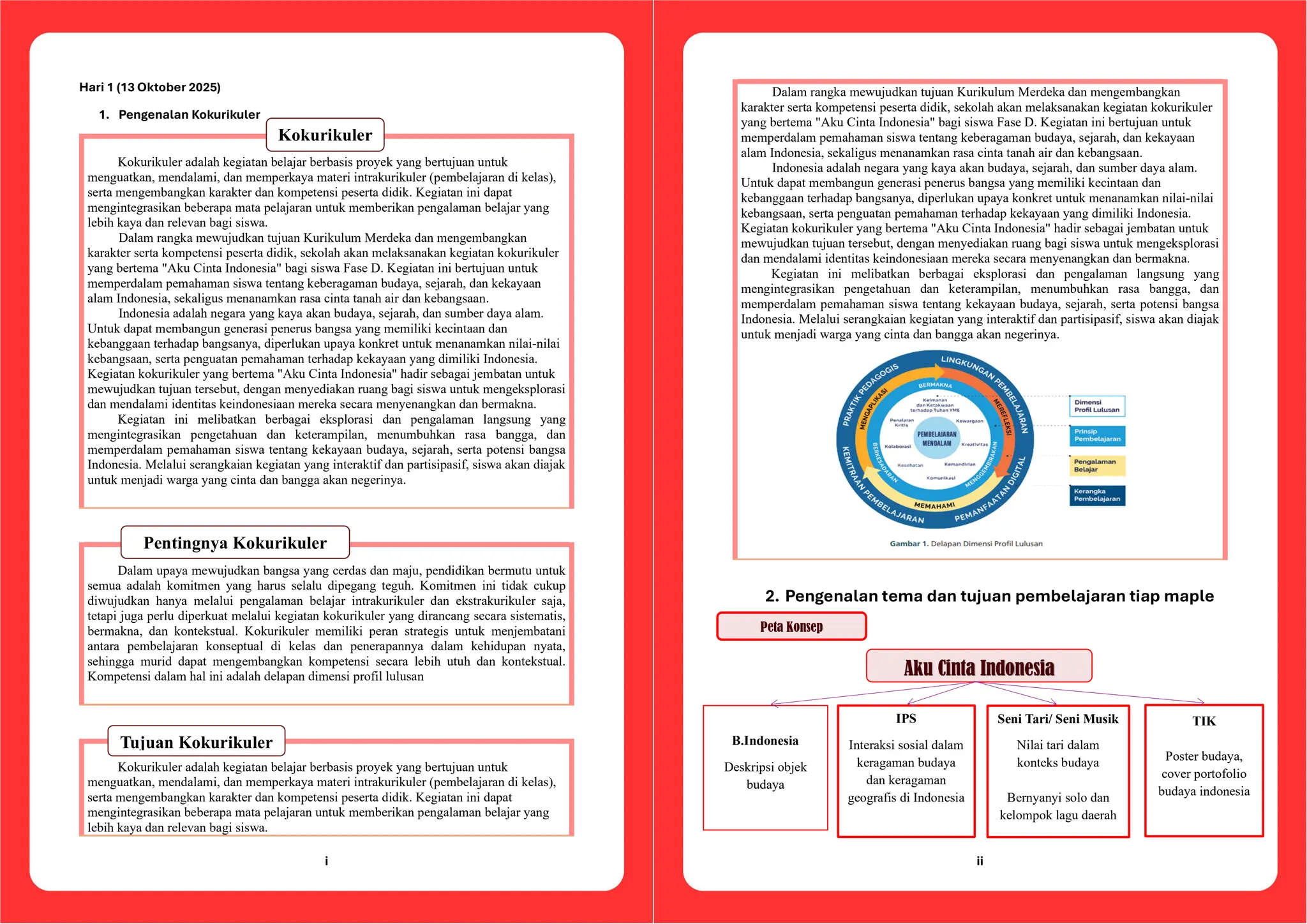 modul kokurikuler kelas 7A & 7B tema aku cinta Indonesia | PDF