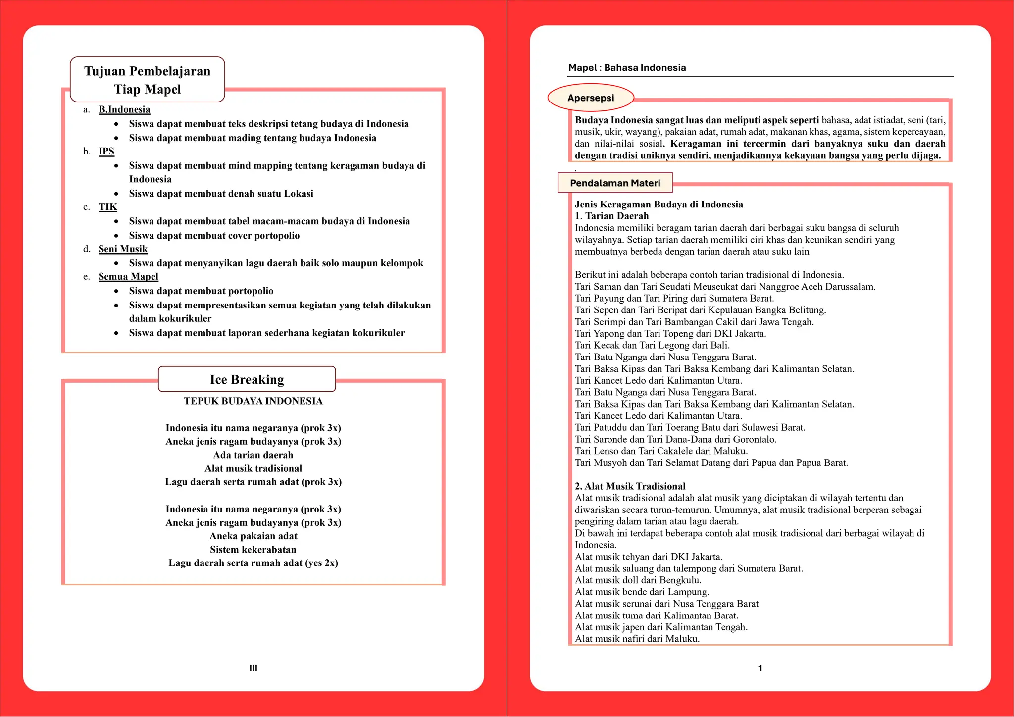 modul kokurikuler kelas 7A & 7B tema aku cinta Indonesia | PDF