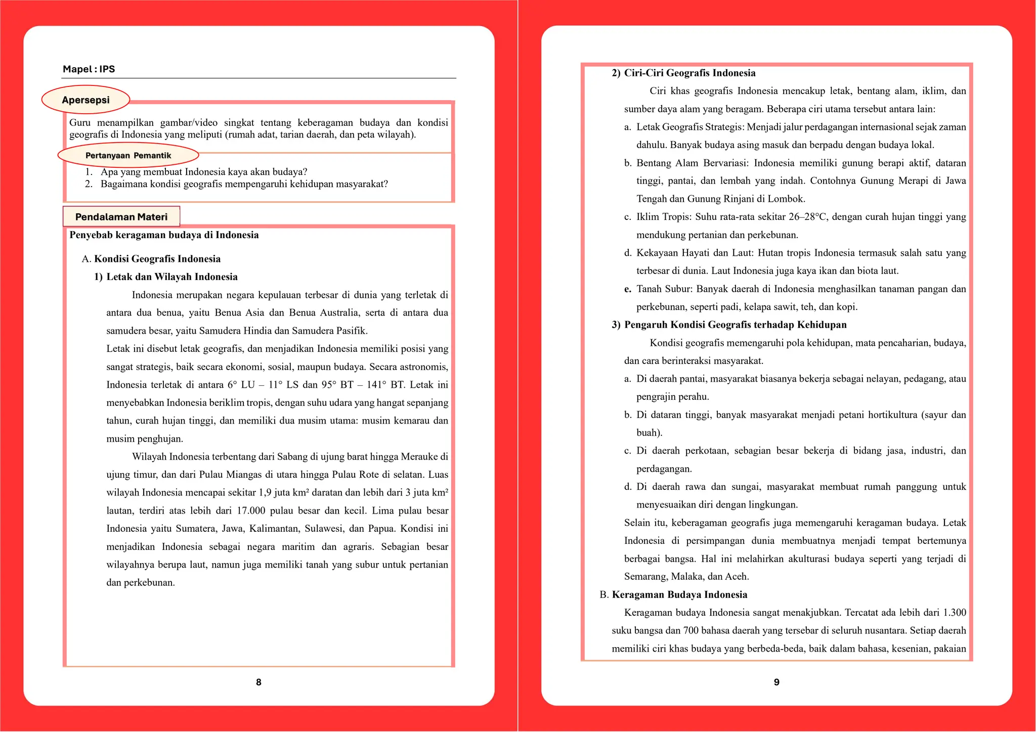 modul kokurikuler kelas 7A & 7B tema aku cinta Indonesia | PDF