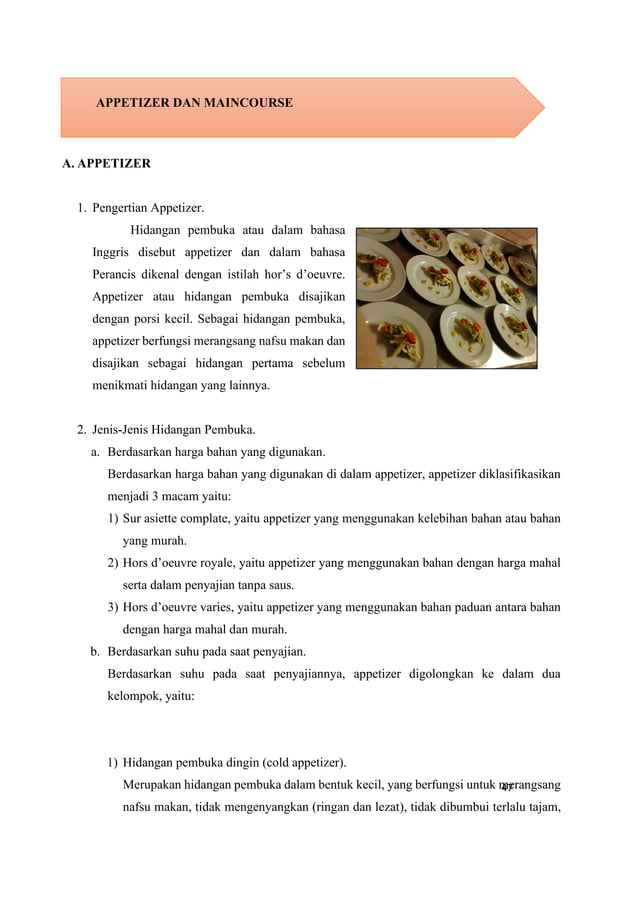 modul pegolahan dan penyajian makanan kontinental kelas 11 kuliner | PDF