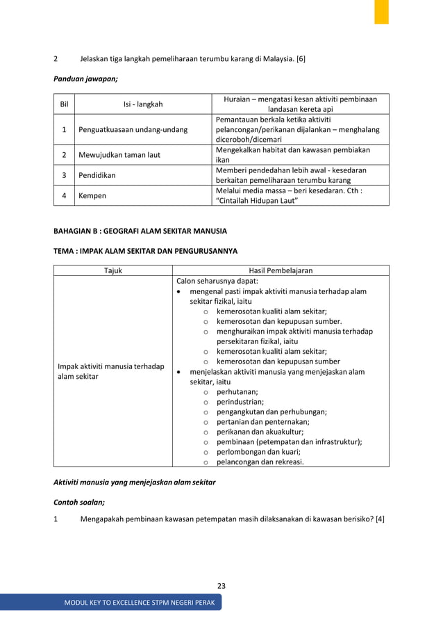 MODUL KTE GEOGRAFI STPM SEM PENGGAL DUA STPM 2024 | PDF