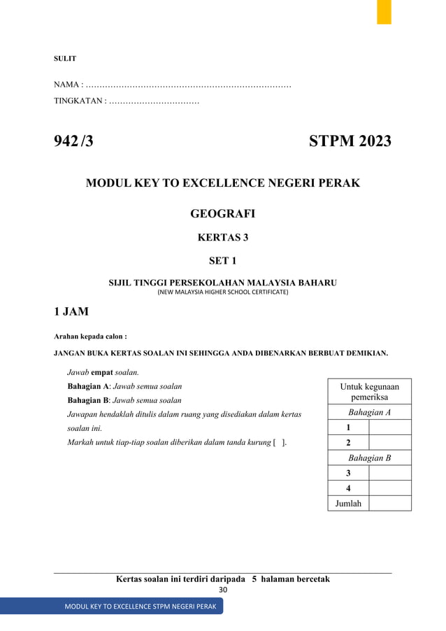 MODUL KTE GEOGRAFI STPM SEM PENGGAL DUA STPM 2024 | PDF