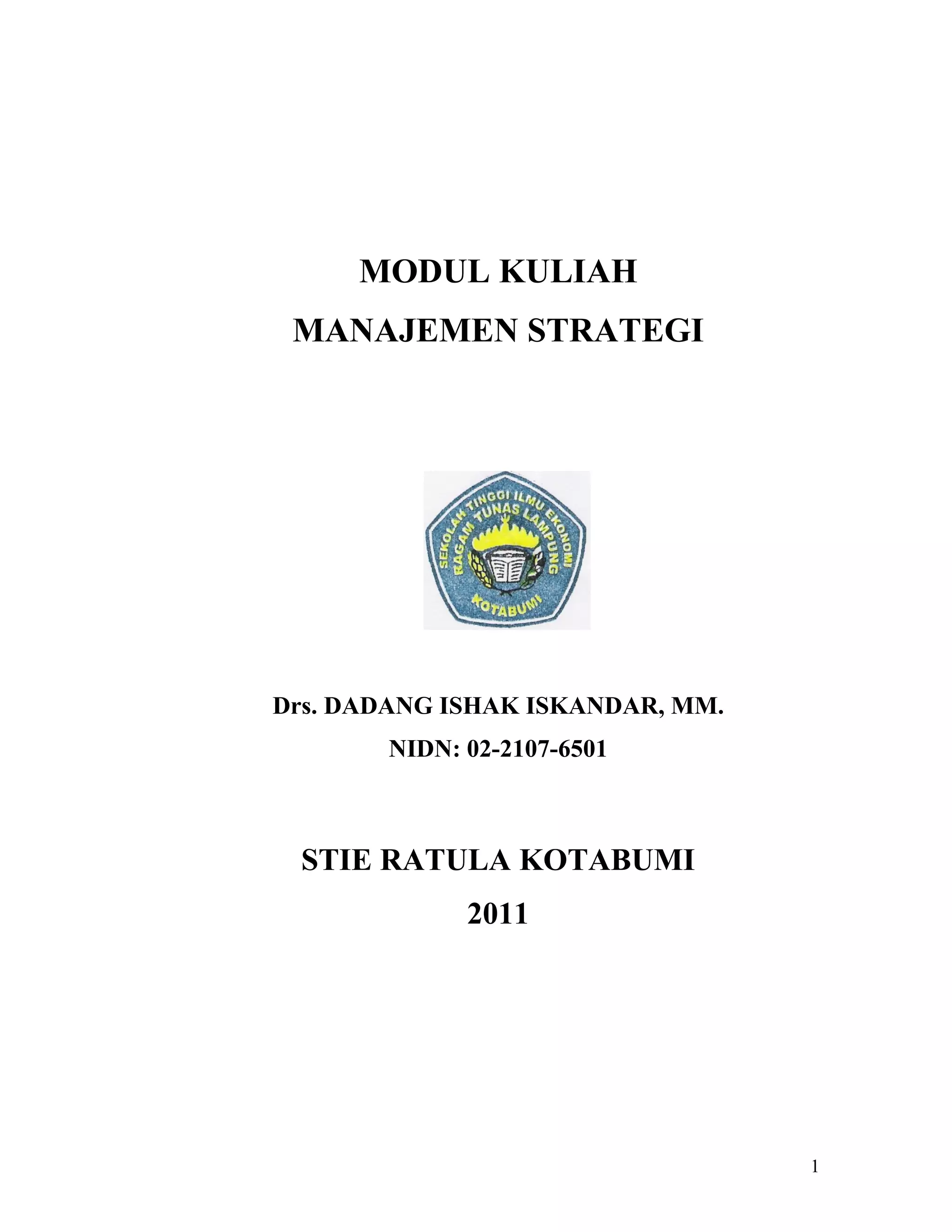 Modul kuliah manajemen strategi | DOC