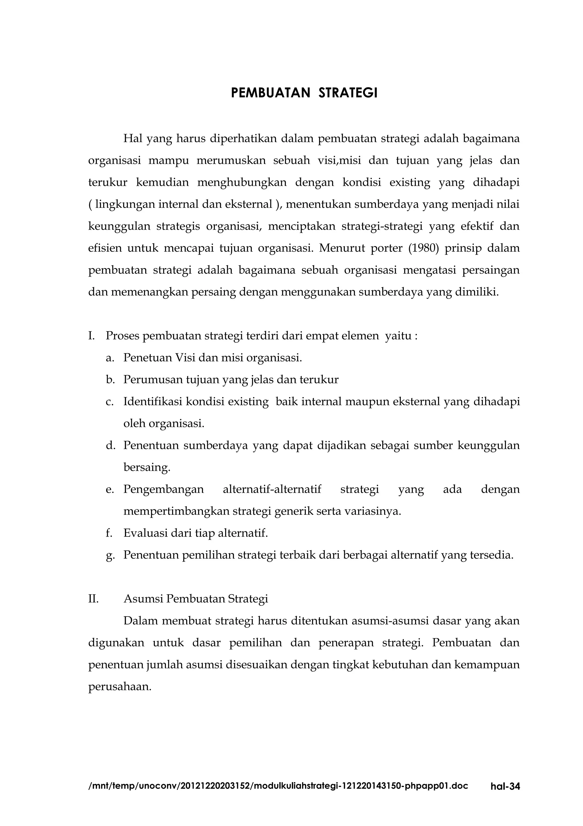 Modul kuliah strategi | DOC