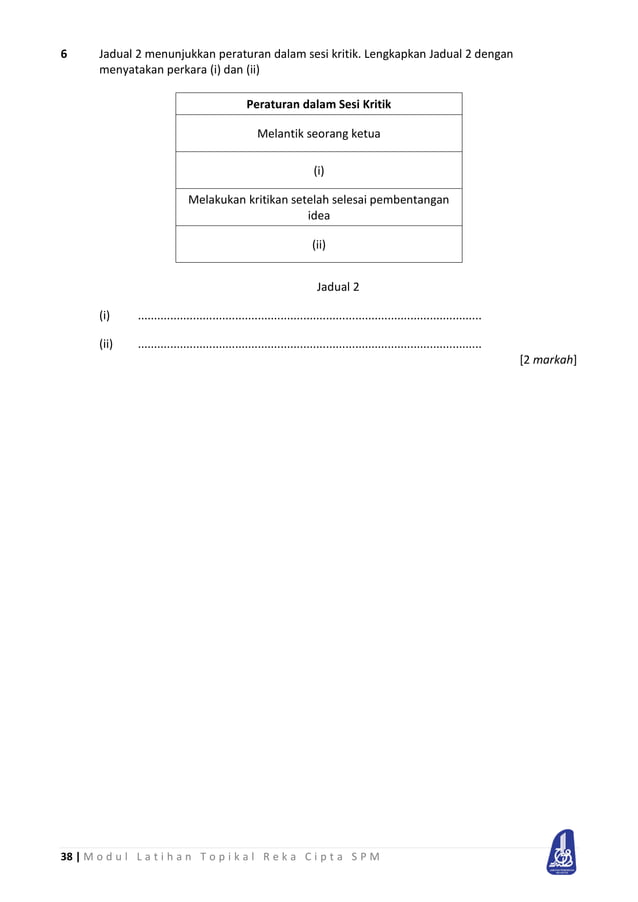 Modul Latihan Topikal Reka Cipta SPM | PDF