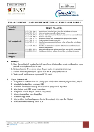 Modul LEMBAR INSTRUKSI TUGAS PRAKTIK (DEMONSTRASI) UNTUK ASESI TAHAP I ...