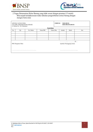 Modul LEMBAR INSTRUKSI TUGAS PRAKTIK (DEMONSTRASI) UNTUK ASESI TAHAP I ...