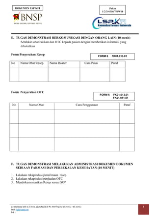Modul LEMBAR INSTRUKSI TUGAS PRAKTIK (DEMONSTRASI) UNTUK ASESI TAHAP I ...