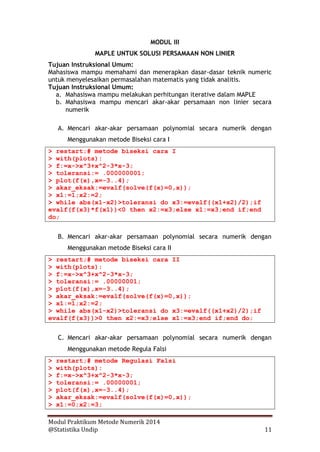 Modul maple untuk metnum 2014 | PDF