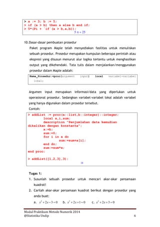 Modul maple untuk metnum 2014 | PDF