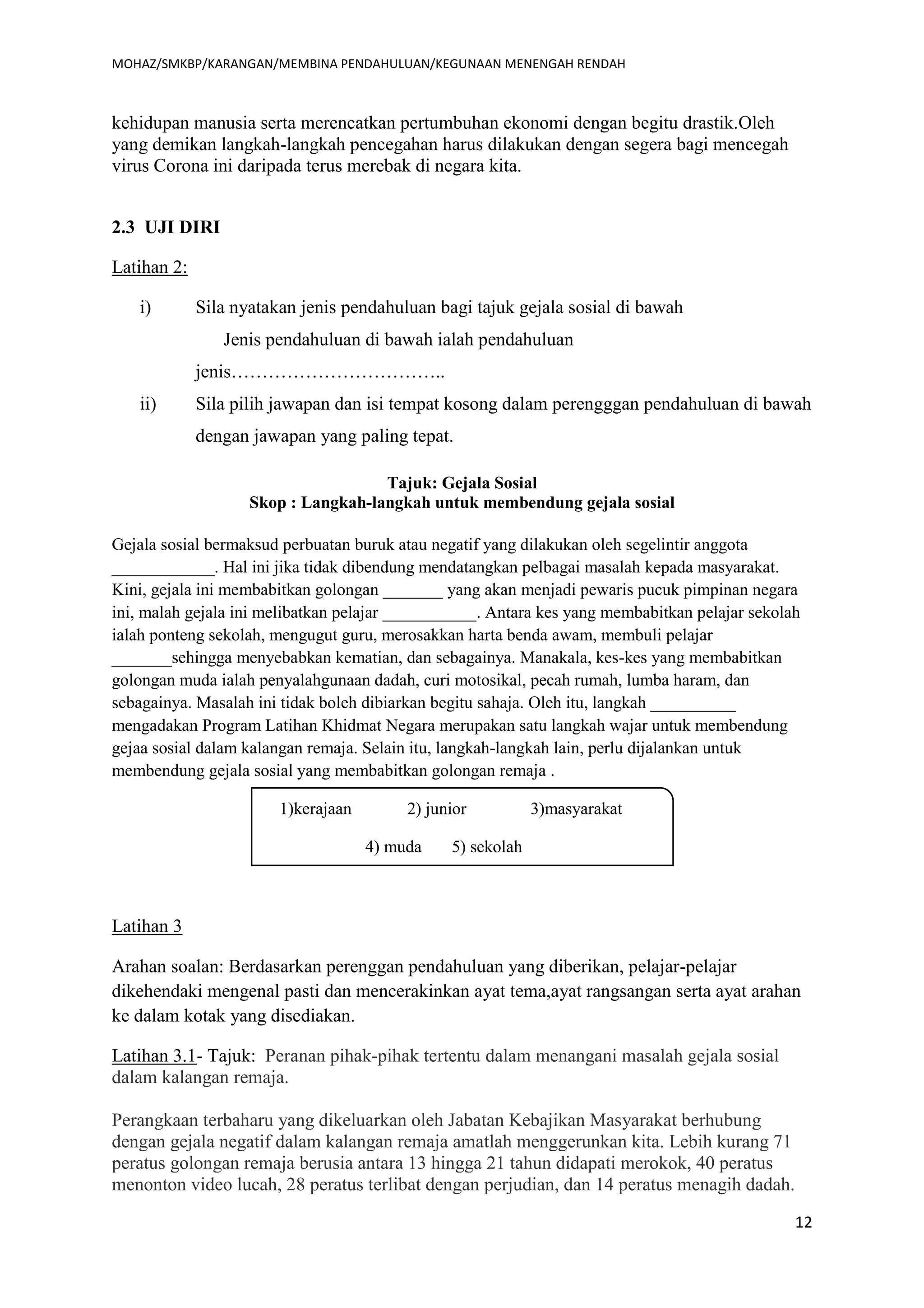 Modul mari belajar perenggan pendahuluan | PDF