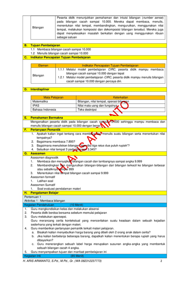 MODUL PEMBELAJARAN DEEP LEARNING MATEMATIKA KELAS 4 REVISI TERBARU CP ...