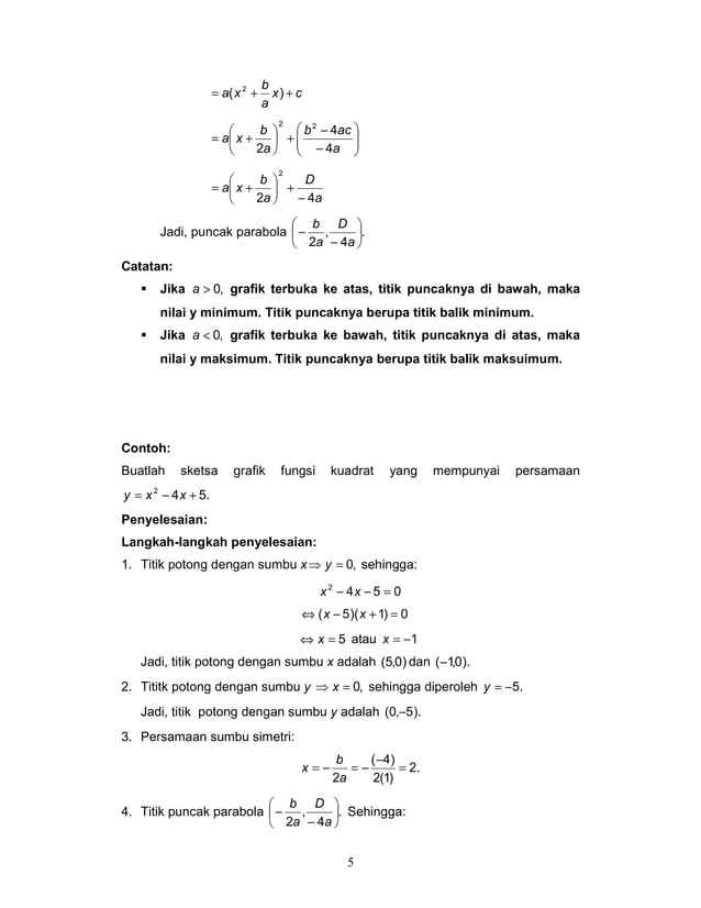Modul Matematika Fungsi Kuadrat | PDF