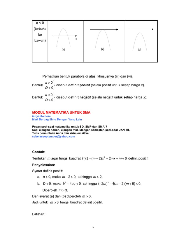 Modul Matematika Fungsi Kuadrat | PDF