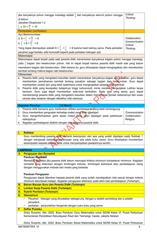 Modul Ajar Matematika Kelas 6 Kurikulum Merdeka Pdf
