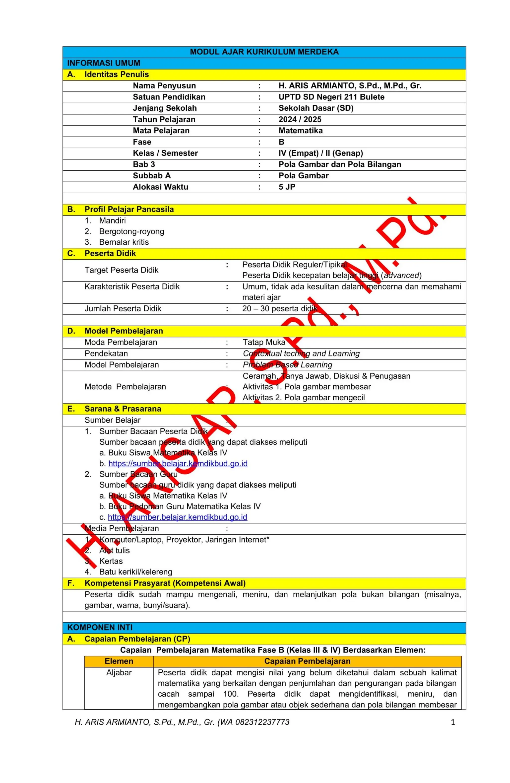 MODUL AJAR MATEMATIKA KELAS 4 REVISI CP 032 KURIKULUM MERDEKA.pdf