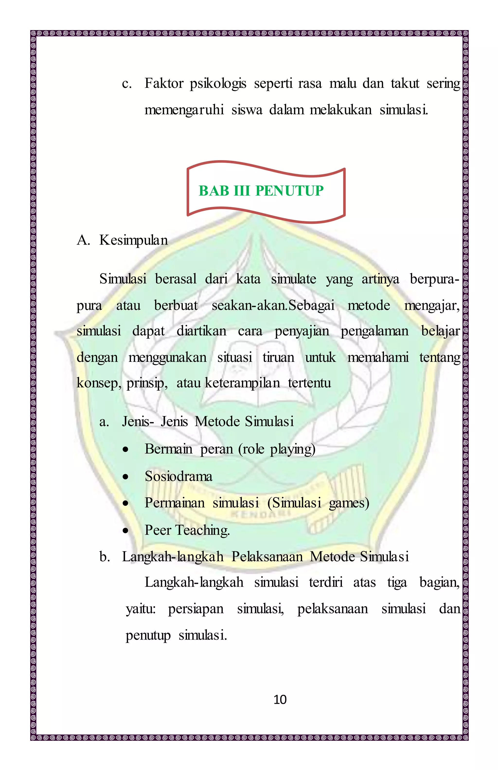 Modul media pembelajaran simulasi | DOCX