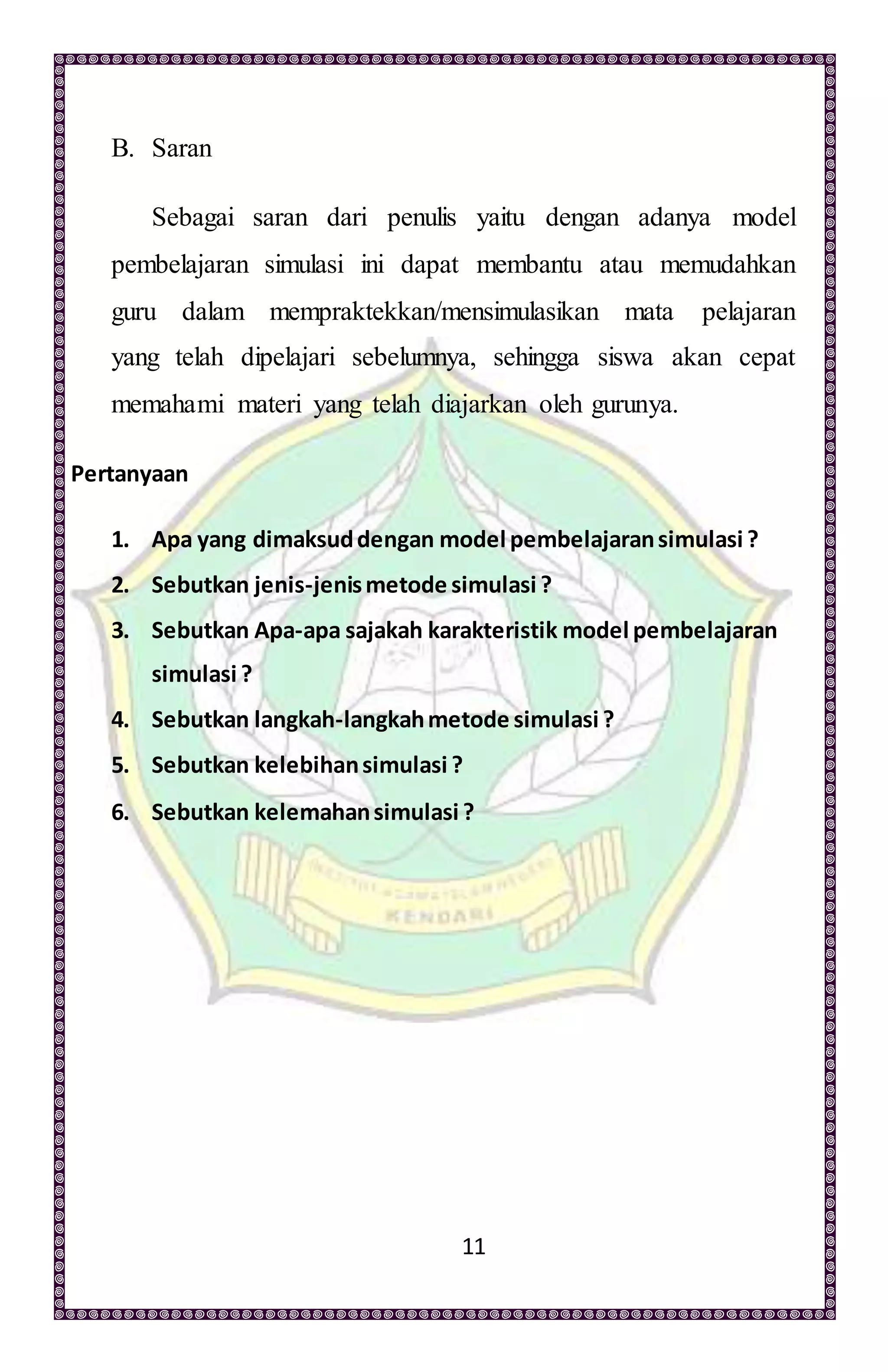 Modul media pembelajaran simulasi | DOCX