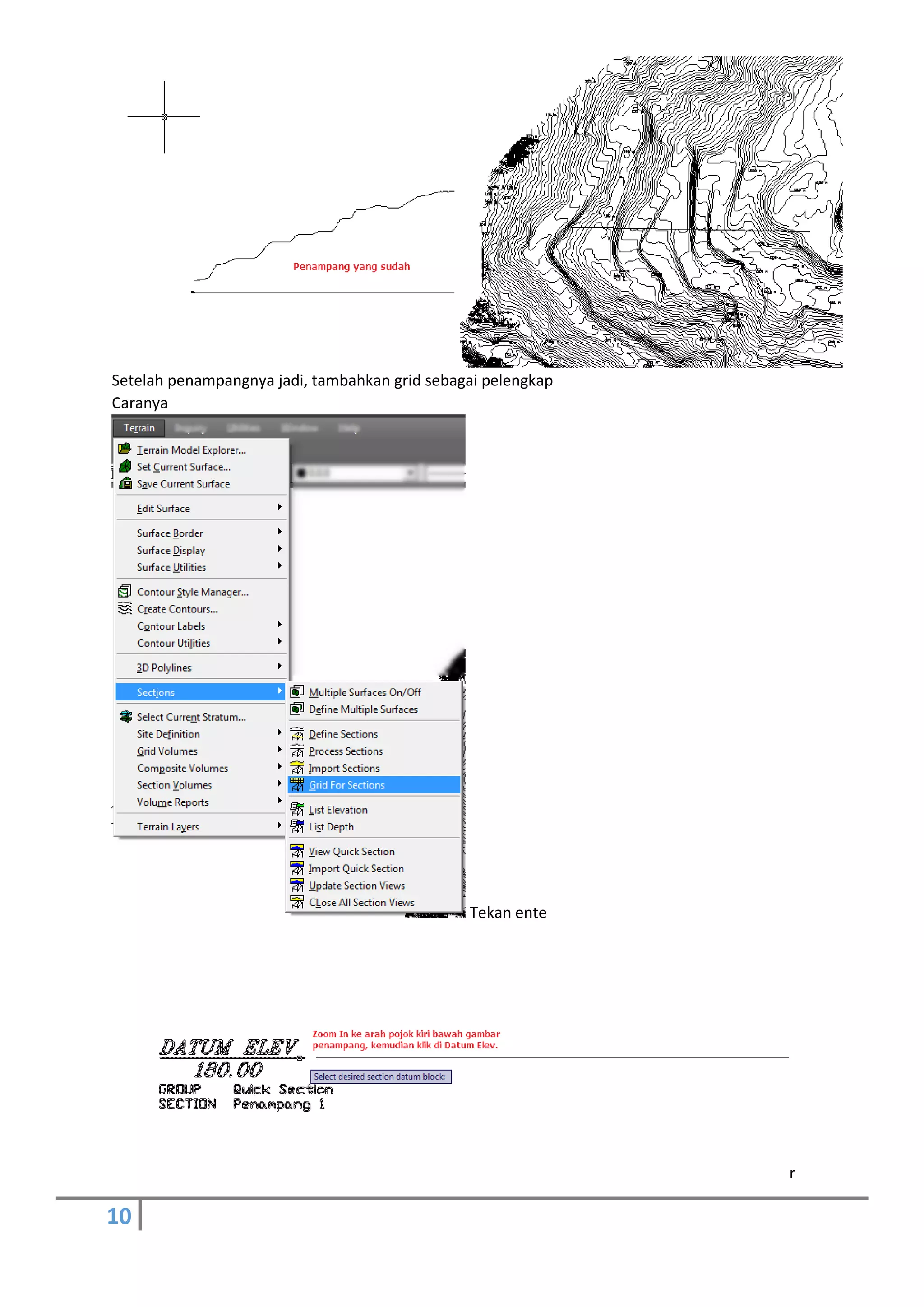 Modul membuat penampang di Autocad Land Development 2009 | PDF