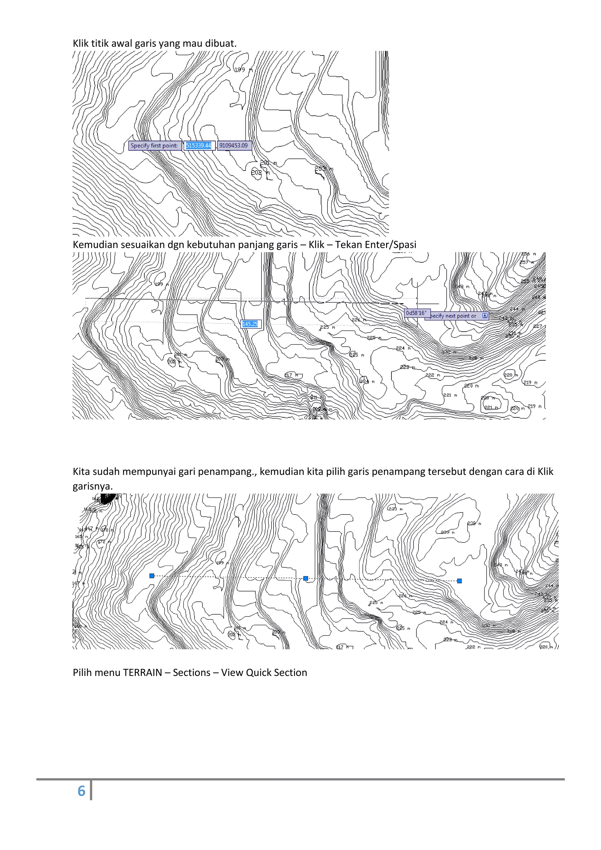 Modul membuat penampang di Autocad Land Development 2009 | PDF