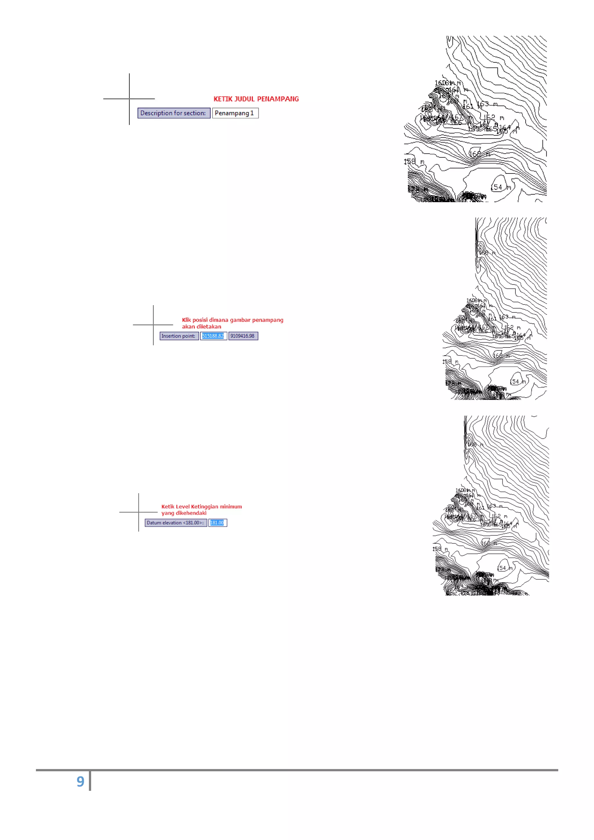 Modul membuat penampang di Autocad Land Development 2009 | PDF