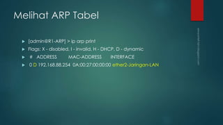 Modul mengamankan jaringan menggunakan arp reply only menggunakan ...