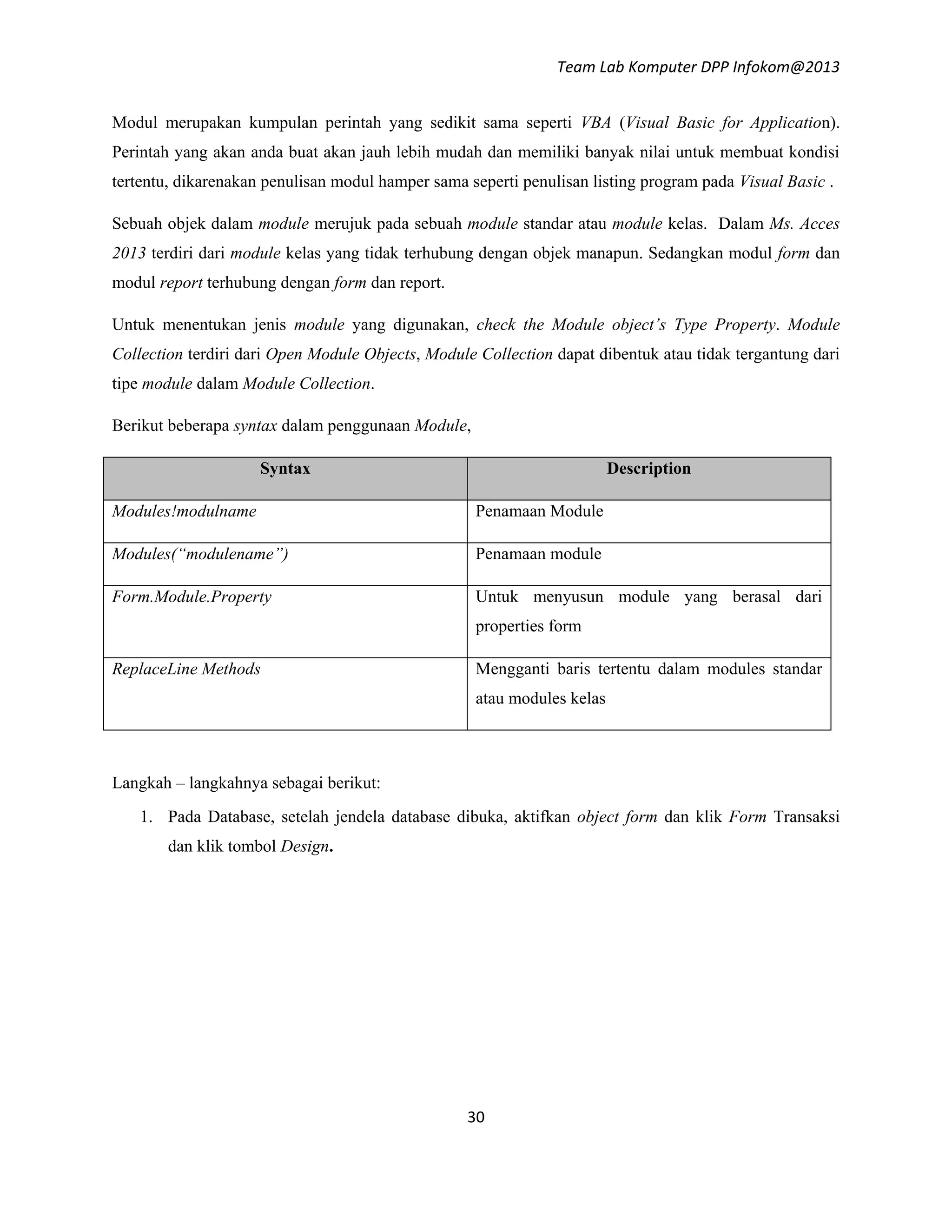 Modul microsoft acces 2013 hhh | PDF
