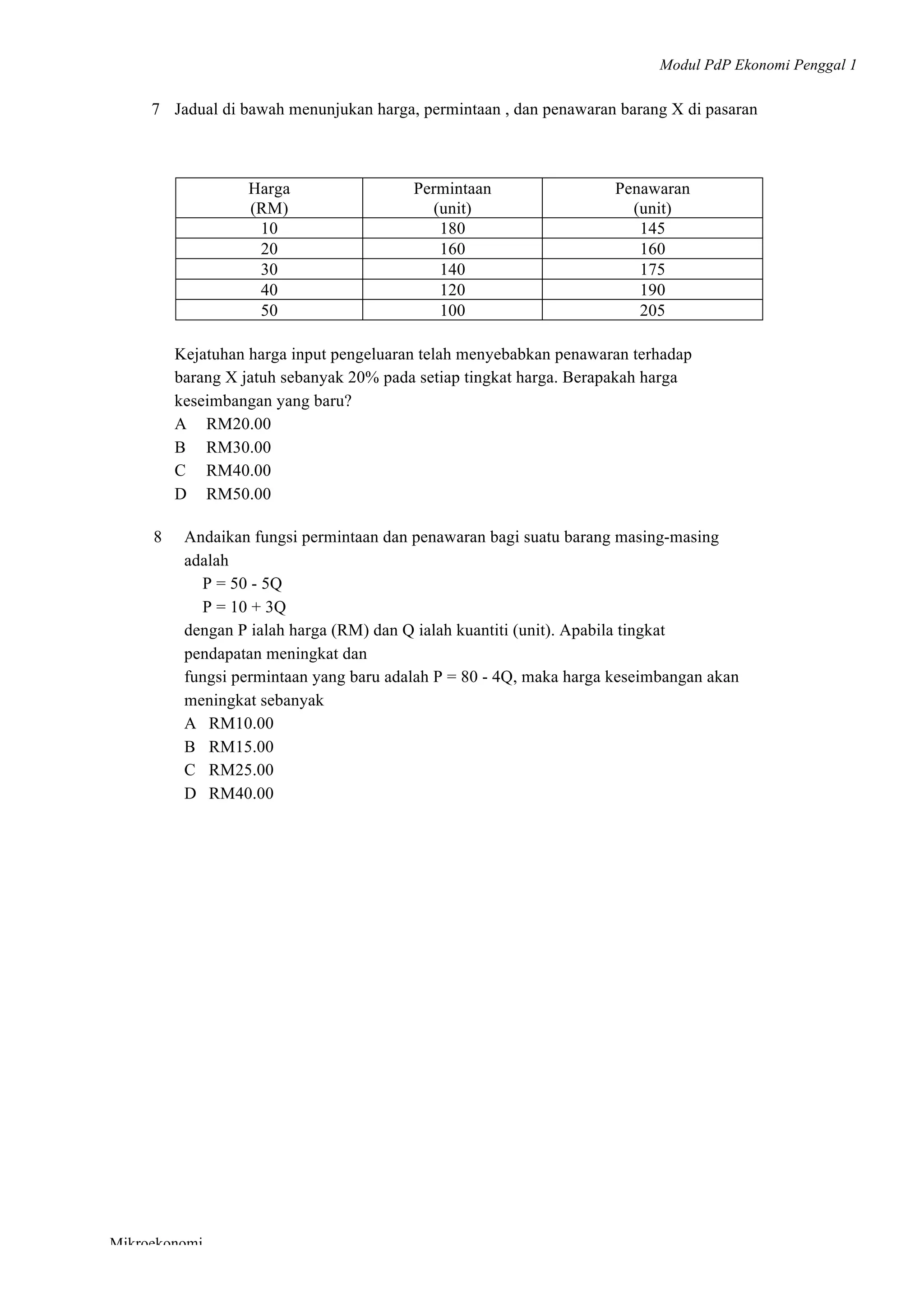 Modul mikroekonomi ( penggal 1 ) edit by cikgu HASNI KOLEJ TING 6 ...