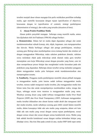 Kriteria Pemilihan Media Pembelajaran | PDF