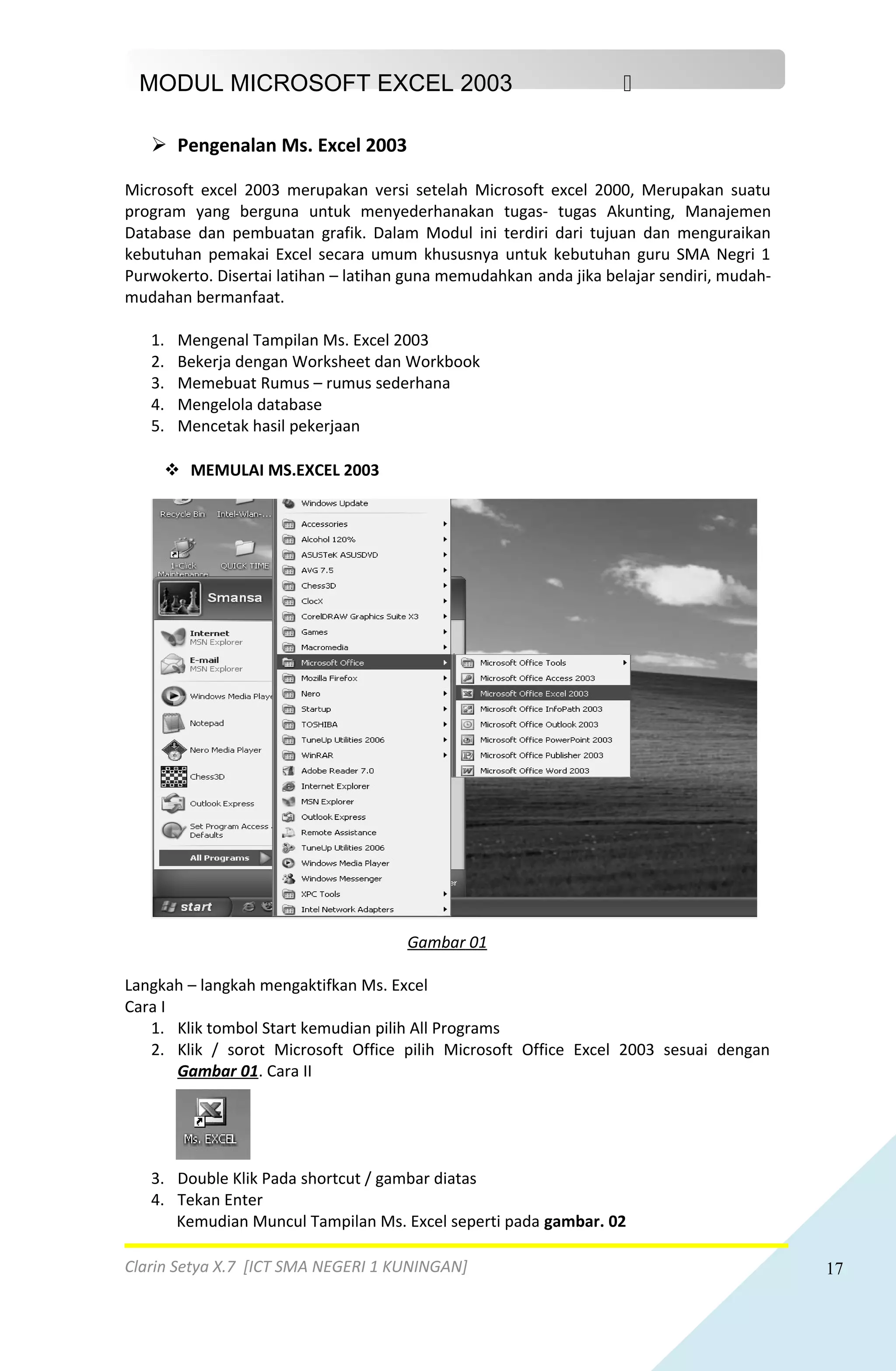 Modul ms. office excel | PDF