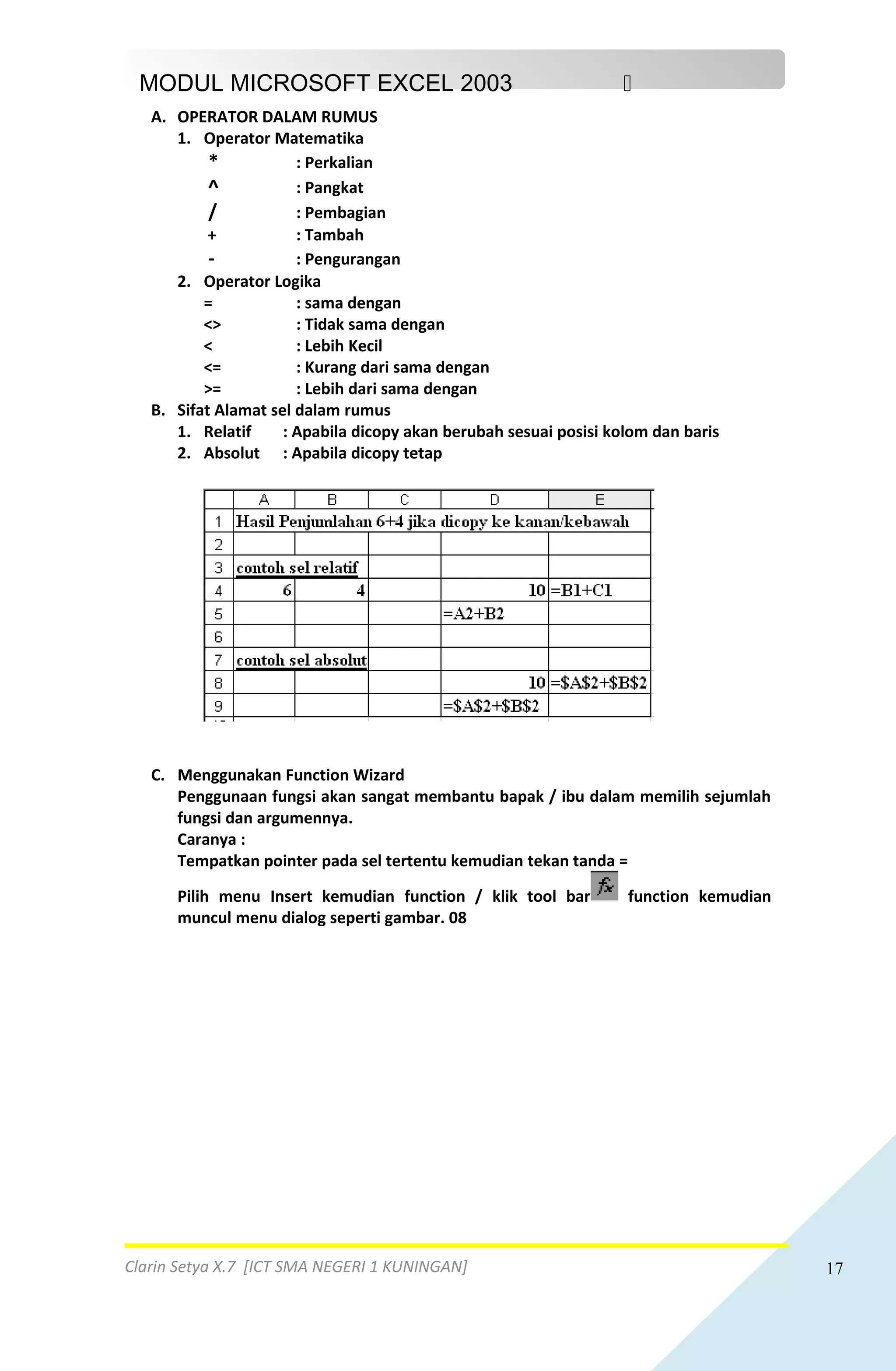 Modul ms. office excel | PDF