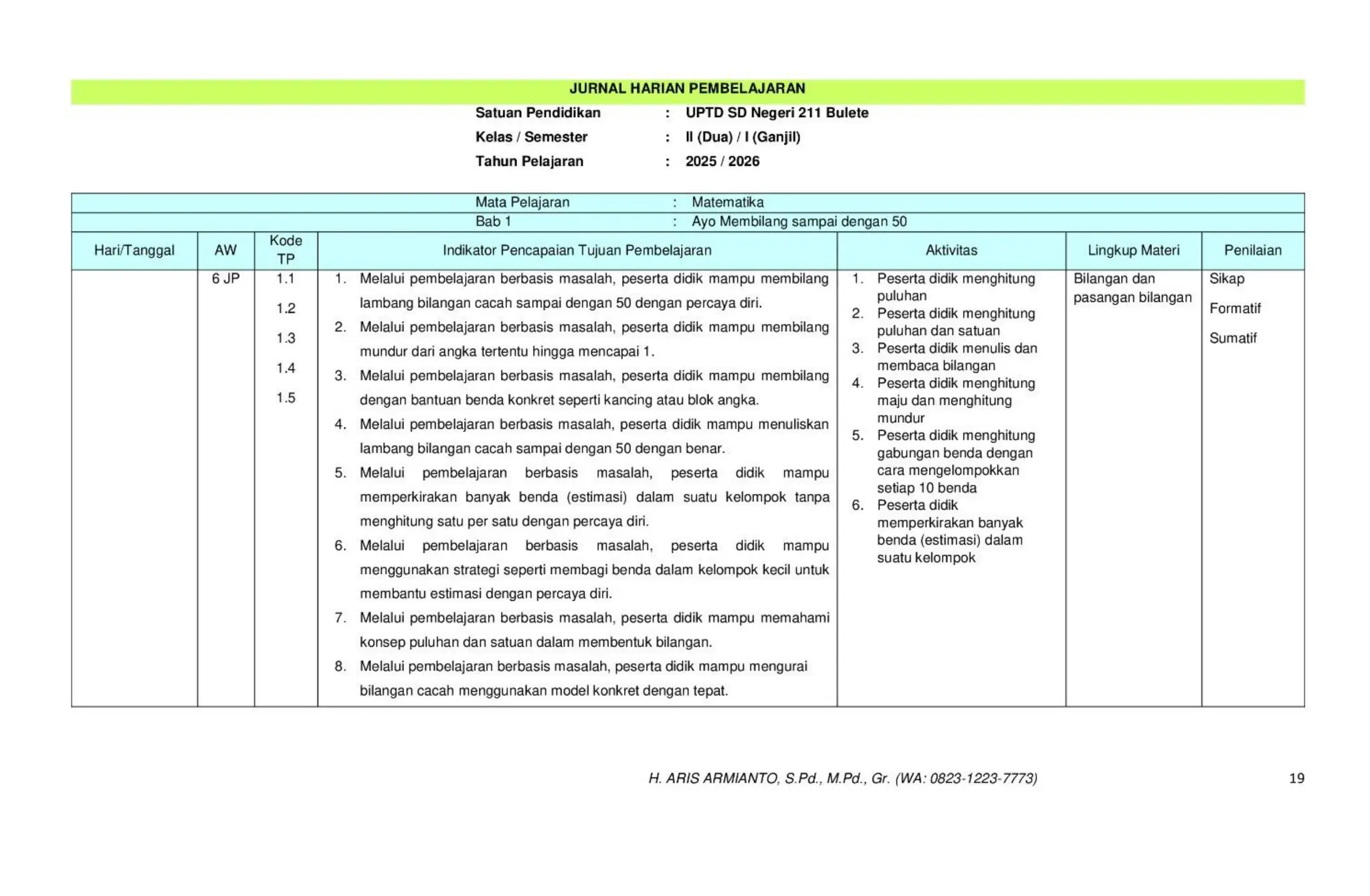 MODUL AJAR DEEP LEARNING MATEMATIKA KELAS 2 CP 032 REVISI 2025 ...