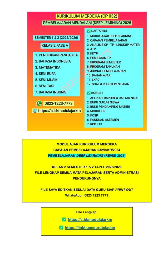 MODUL AJAR DEEP LEARNING MATEMATIKA KELAS 2 CP 032 REVISI 2025 ...