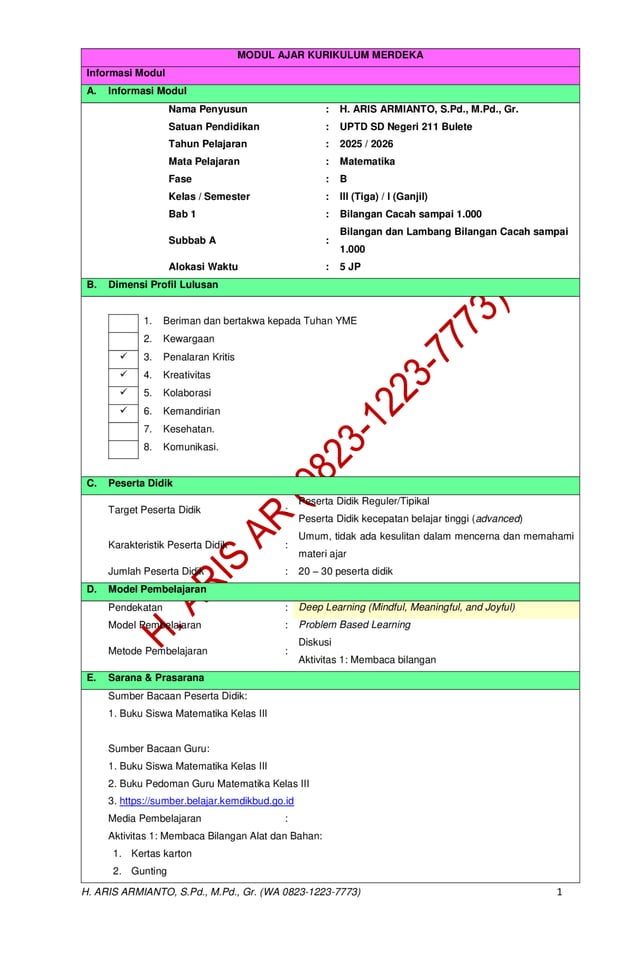 MODUL PEMBELAJARAN DEEP LEARNING MATEMATIKA KELAS 3 CP 032 REVISI 2025 KURIKULUM MERDEKA.pdf