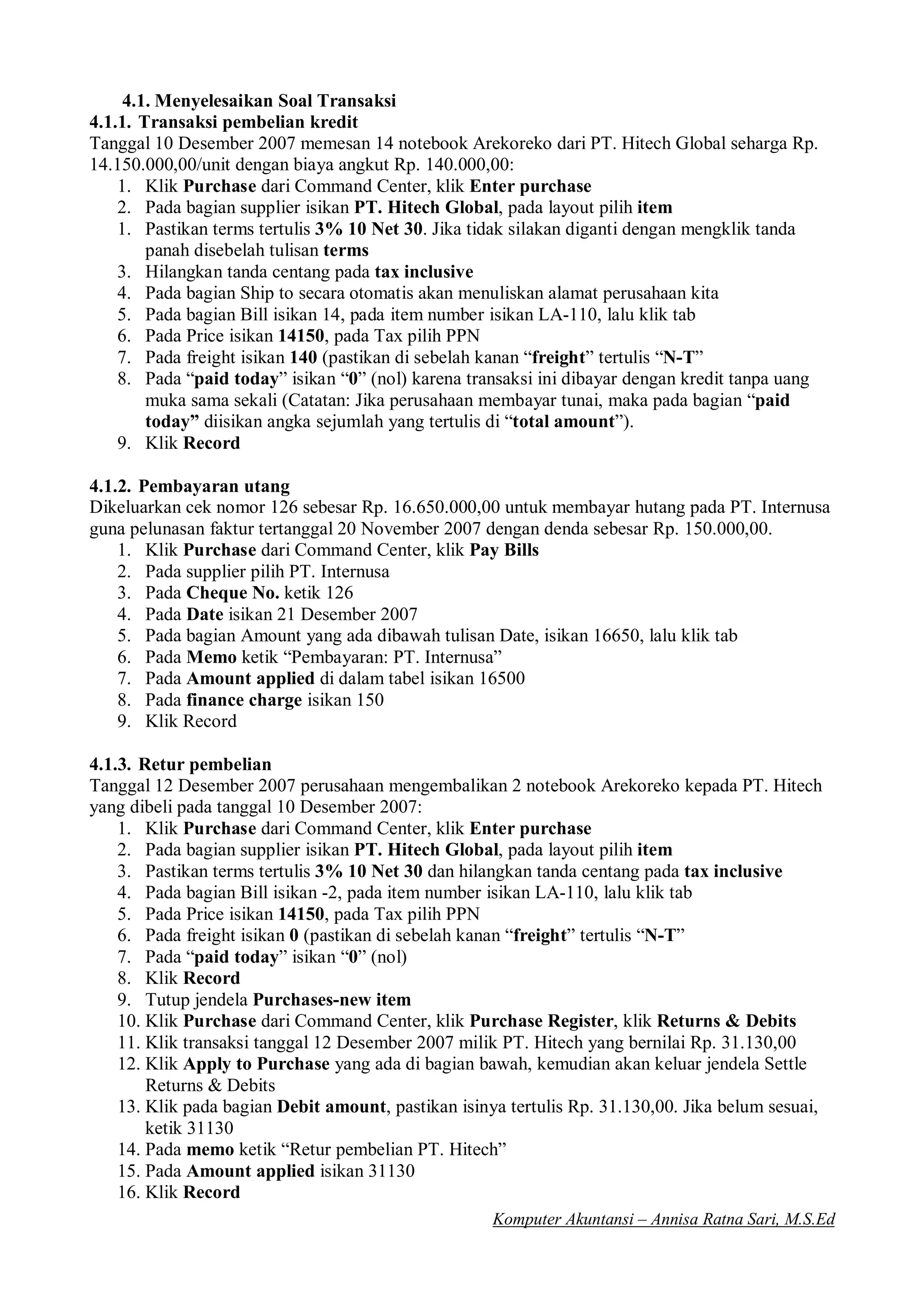 Modul myob versi 18 | PDF