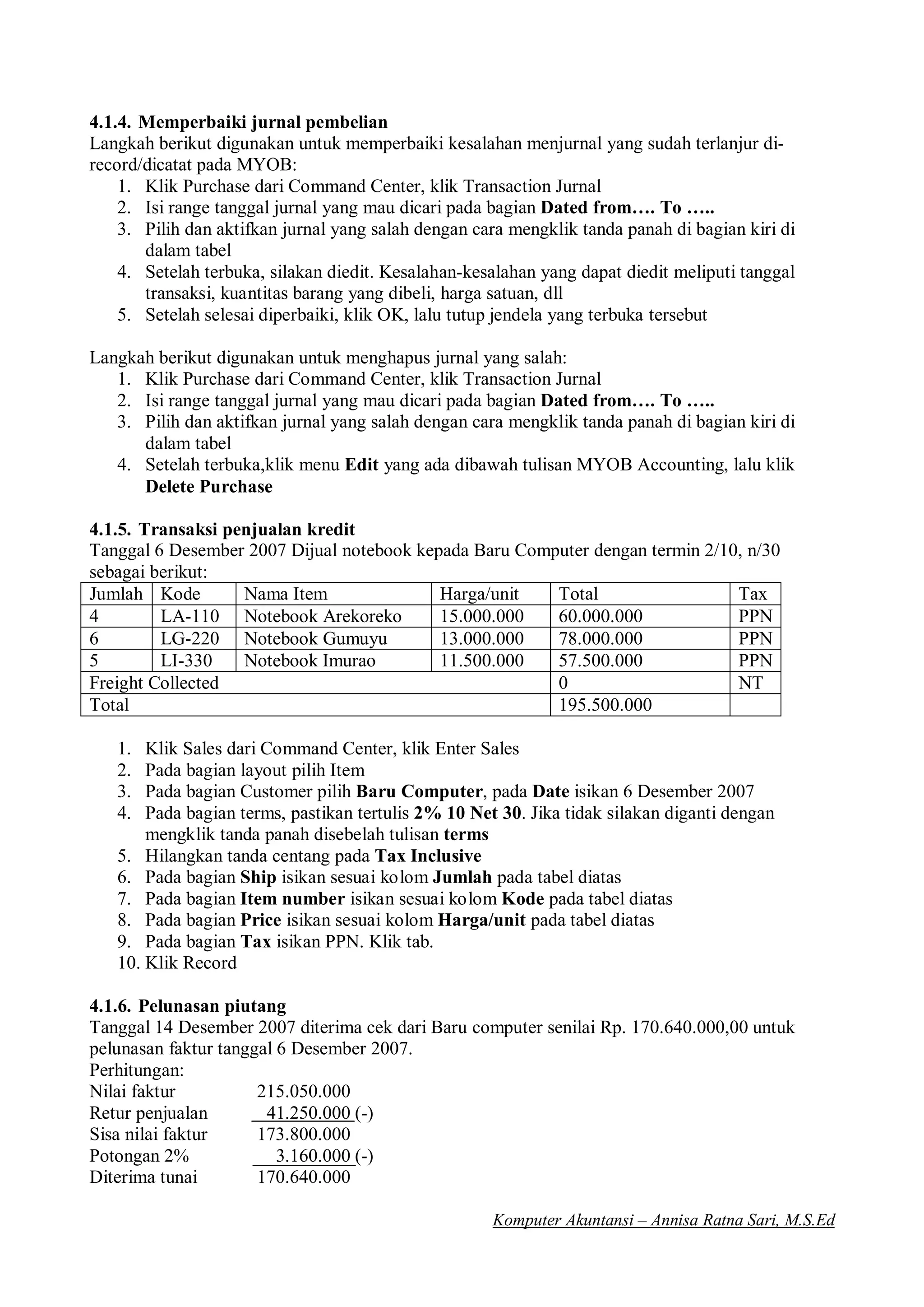Modul myob versi 18 | PDF