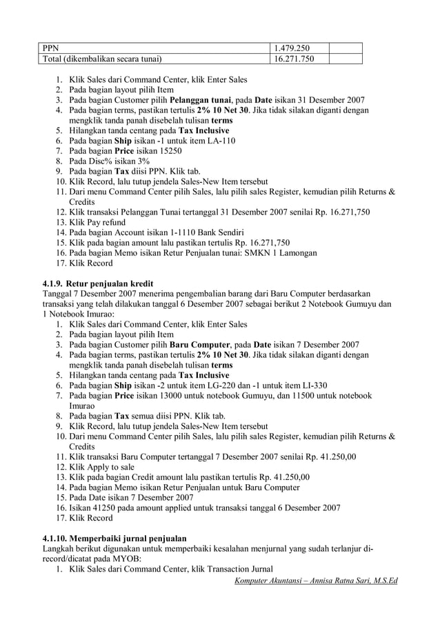 Modul myob versi 18 | PDF