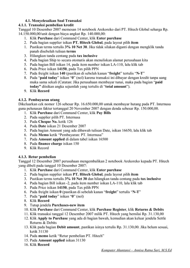 Modul myob versi 18 | PDF