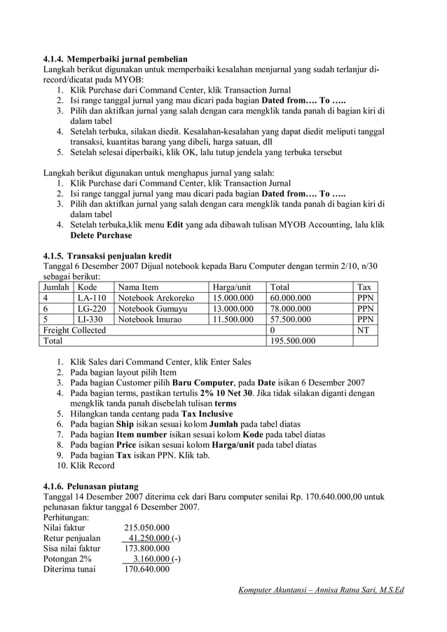 Modul myob versi 18 | PDF
