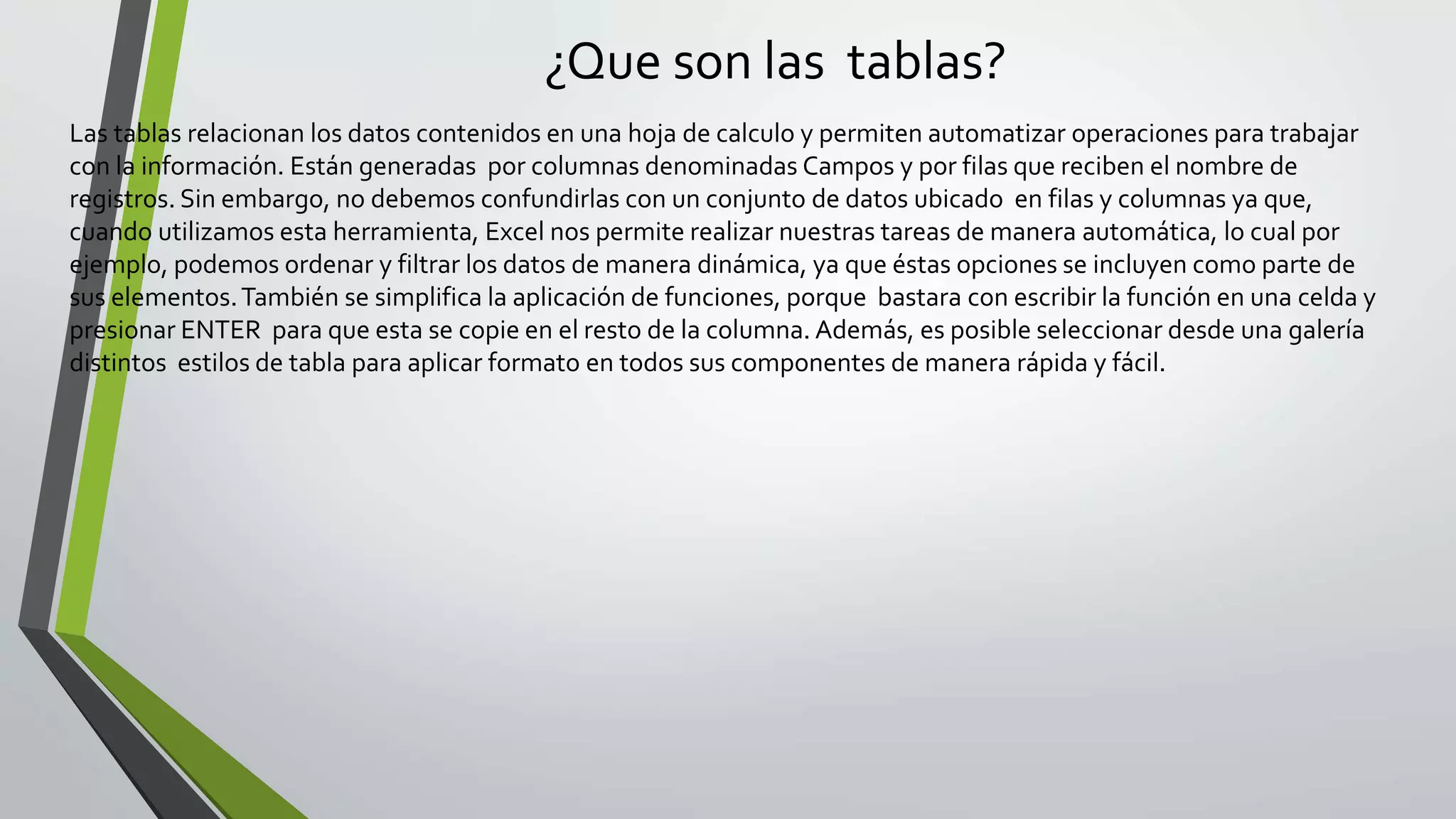 Tablas en Ms Excel(Tables in Ms Excel) | PPTX
