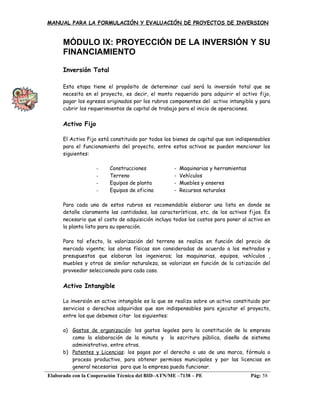Modulo 9 Proyeccion de la Inversion y su Financiamiento | DOC